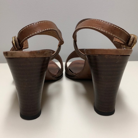 Gucci | Shoes | Gucci Vintage Authentic Leather Stack Heel Sandal ...